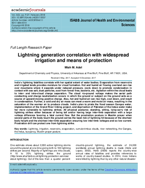 (PDF) Lightning generation correlation with widespread irrigation and ...
