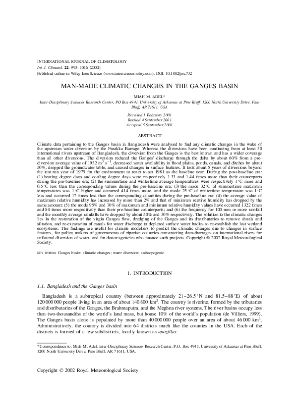 (PDF) Man‐made climatic changes in the Ganges basin