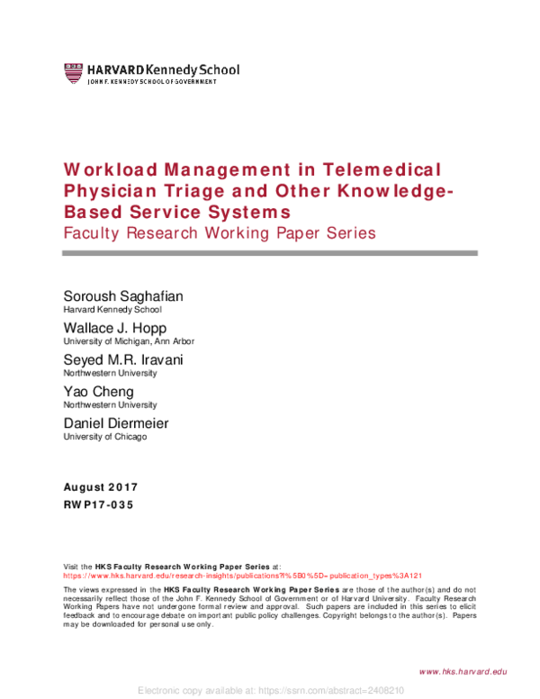 (PDF) Workload Management in Hierarchical Knowledge-Based Service Systems