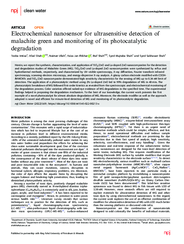 (PDF) Electrochemical nanosensor for ultrasensitive detection of ...