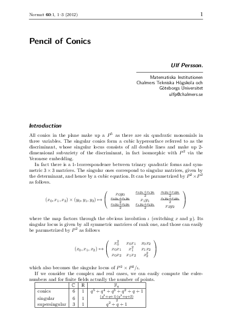 (PDF) Pencil of Conics