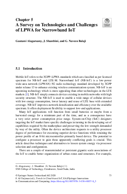 (PDF) A Survey on Technologies and Challenges of LPWA for Narrowband IoT