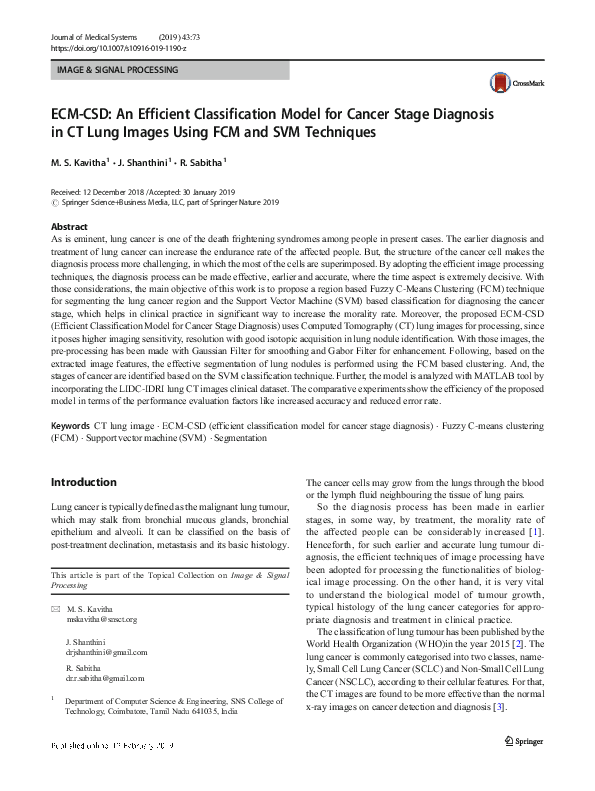 (PDF) ECM-CSD: An Efficient Classification Model for Cancer Stage Diagnosis in CT Lung Images ...