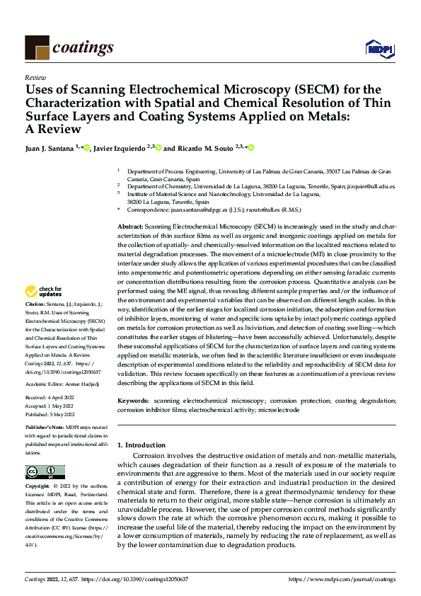 (PDF) Uses of Scanning Electrochemical Microscopy (SECM) for the ...