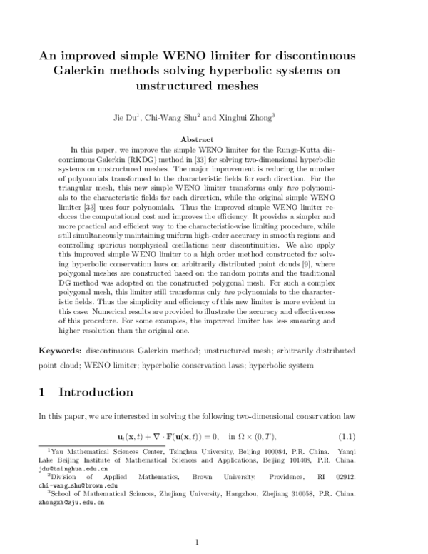 (PDF) An improved simple WENO limiter for discontinuous Galerkin ...