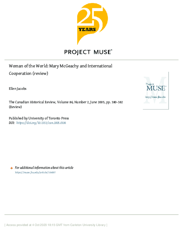 (PDF) Woman of the World: Mary McGeachy and International Cooperation ...