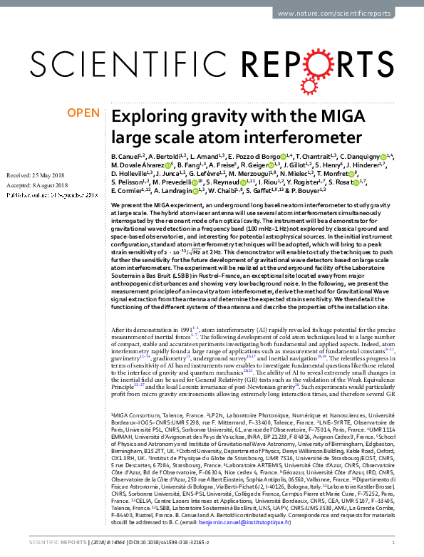 Pdf Exploring Gravity With The Miga Large Scale Atom Interferometer