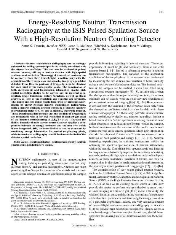 (PDF) Energy-Resolving Neutron Transmission Radiography at the ISIS ...