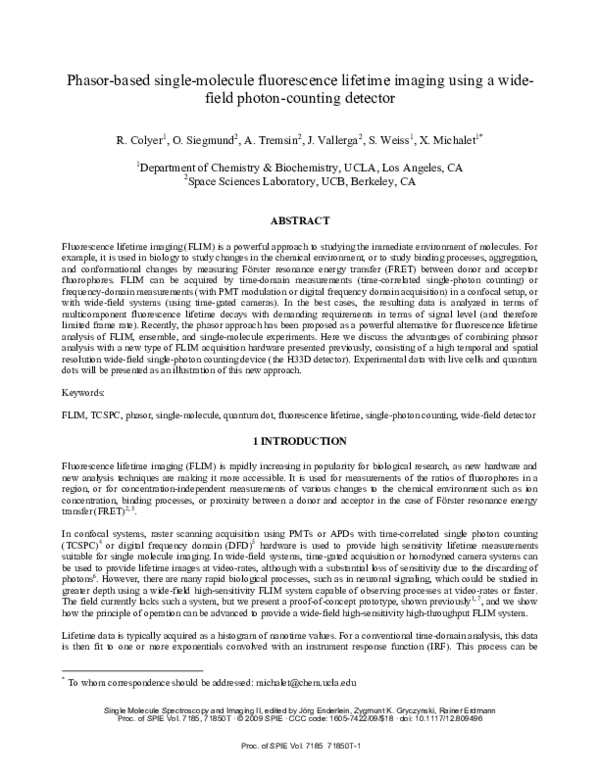 (PDF) Phasor-based single-molecule fluorescence lifetime imaging using ...