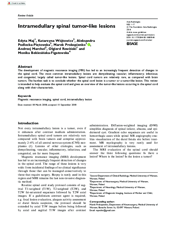(PDF) Intramedullary spinal tumor-like lesions