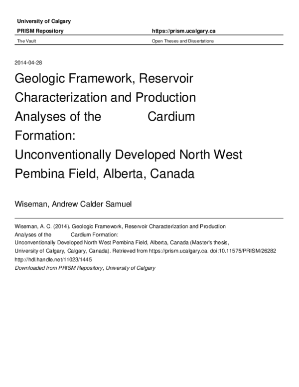 (PDF) Geologic Framework, Reservoir Characterization and Production ...