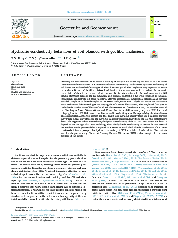 (PDF) Hydraulic conductivity behaviour of soil blended with geofiber ...