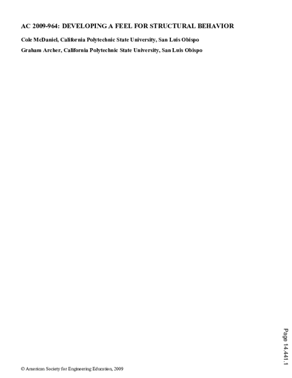 (PDF) Developing A Feel For Structural Behavior