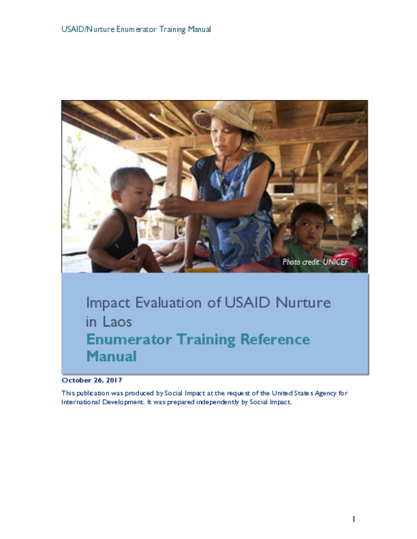 (PDF) Impact Evaluation of USAID Nurture in Laos Enumerator Training ...
