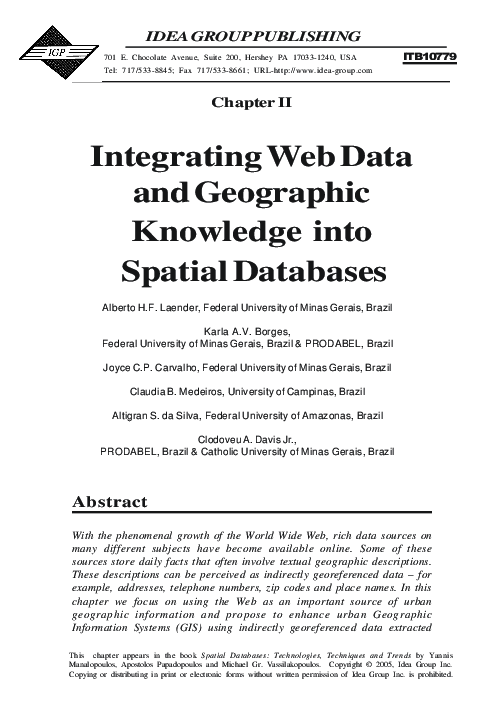 (PDF) Integrating Web Data and Geographic Knowledge into Spatial Databases