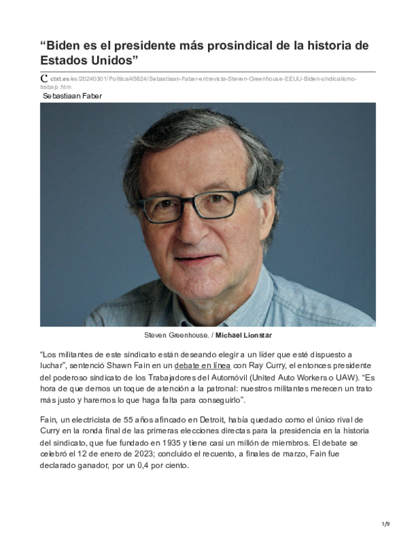 (PDF) “Steven Greenhouse, periodista: ‘Biden es el presidente más ...