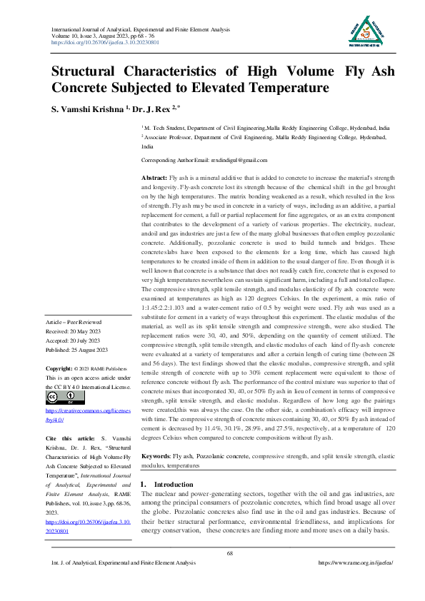(PDF) Structural Characteristics of High Volume Fly Ash Concrete Subjected to Elevated ...