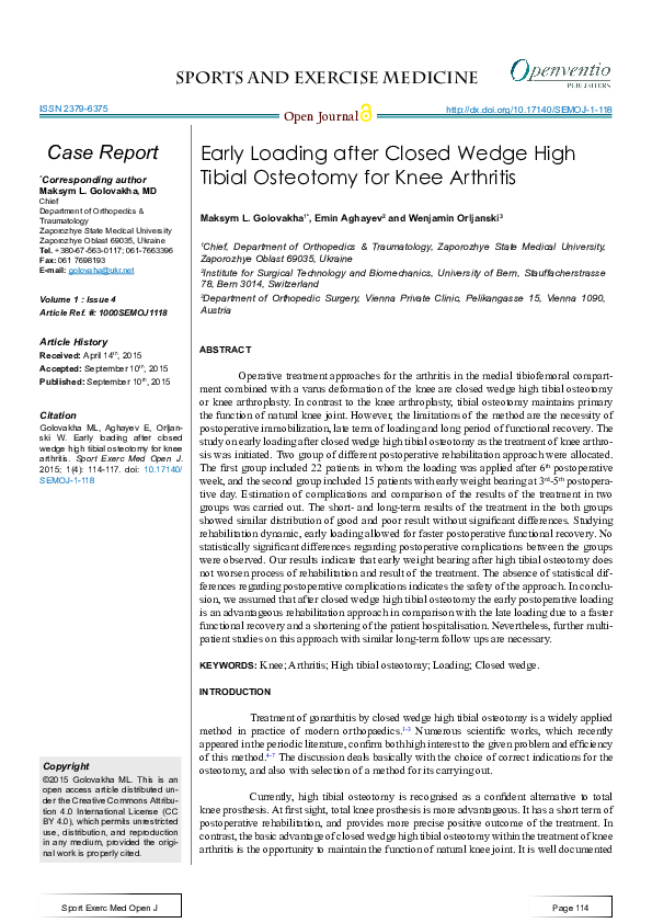 (PDF) Early Loading after Closed Wedge High Tibial Osteotomy for Knee ...