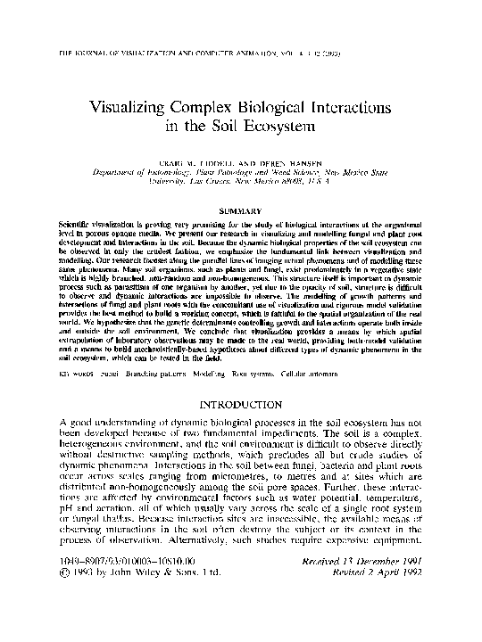 (PDF) Visualizing complex biological interactions in the soil ecosystem
