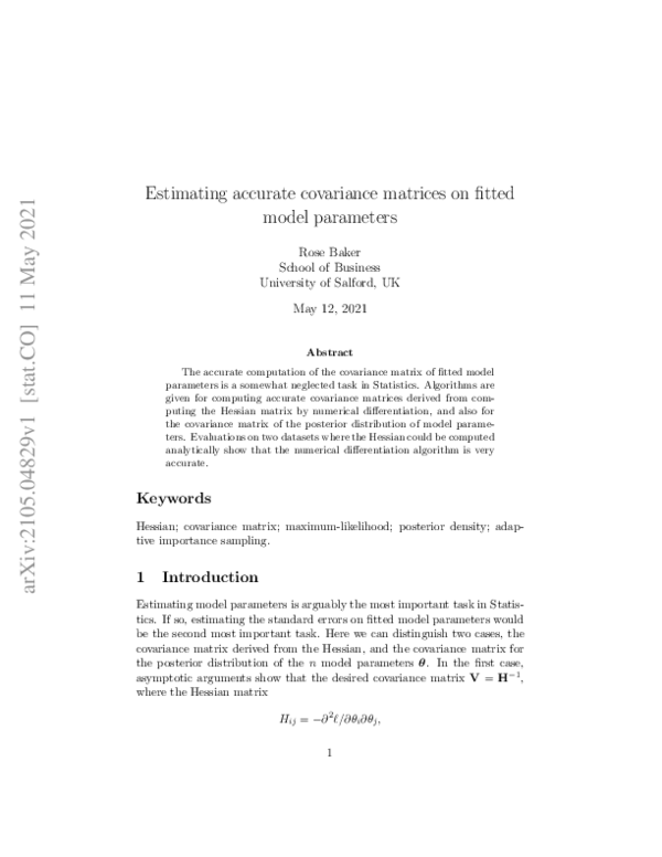 (PDF) Estimating accurate covariance matrices on fitted model parameters
