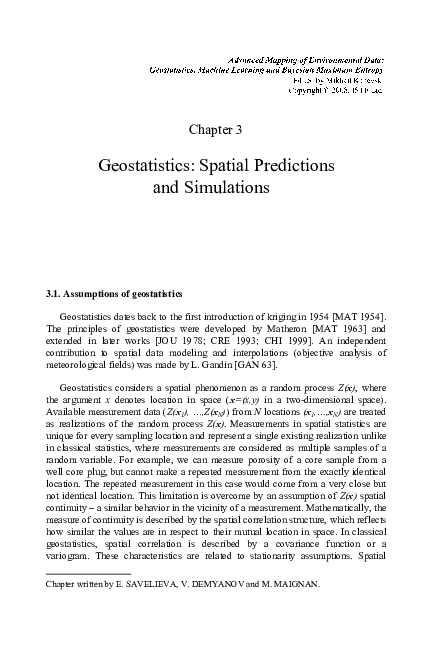 (PDF) Geostatistics: Spatial Predictions and Simulations