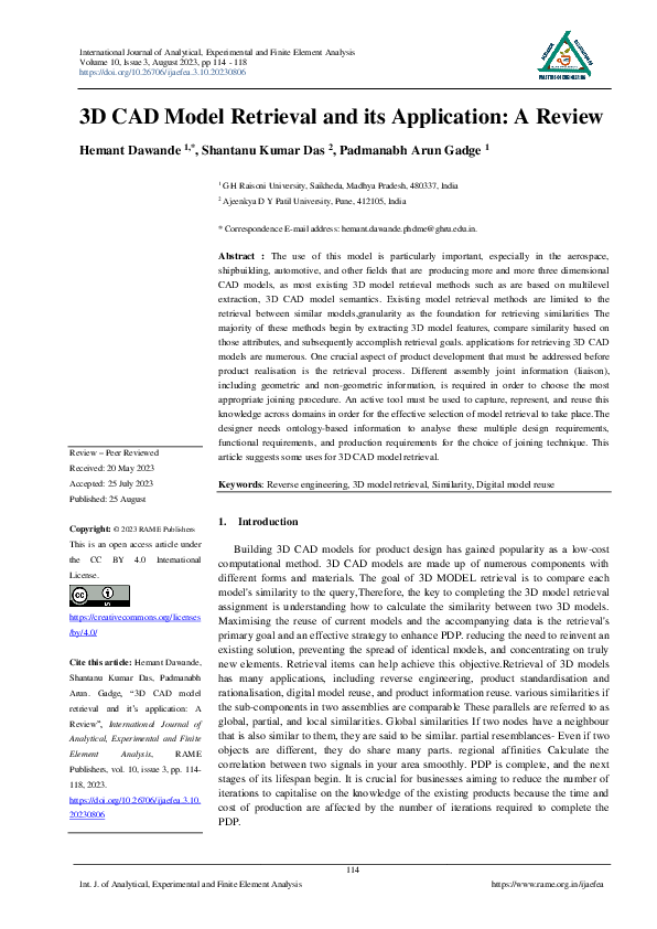 (PDF) 3D CAD Model Retrieval and its Application: A Review