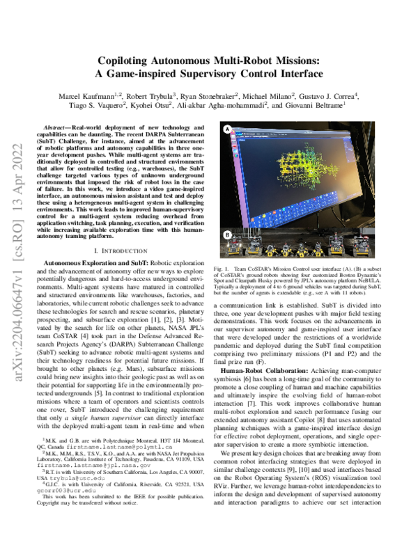 (PDF) Copiloting Autonomous Multi-Robot Missions: A Game-inspired Supervisory Control Interface
