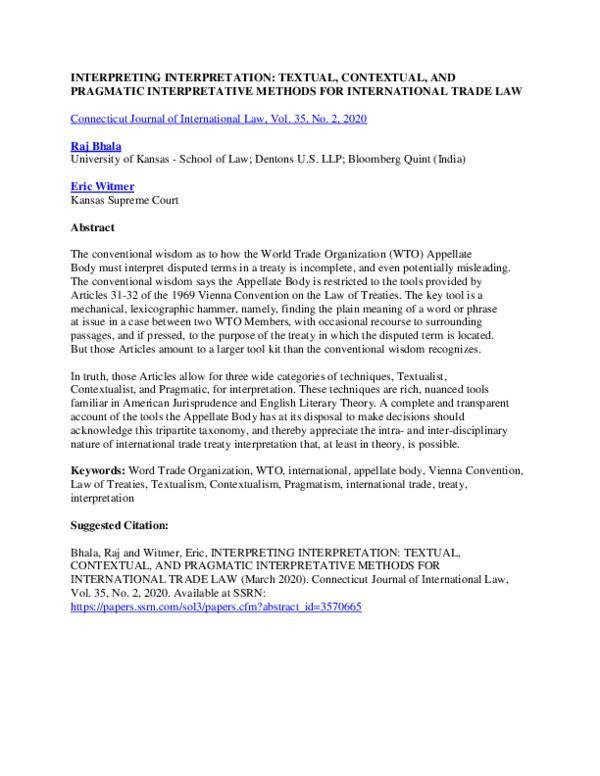 (PDF) Interpreting Interpretation: Textual, Contextual, and Pragmatic Interpretative Methods fo ...