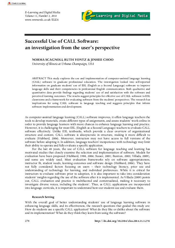 (PDF) Successful Use of CALL Software: An Investigation from the User's ...