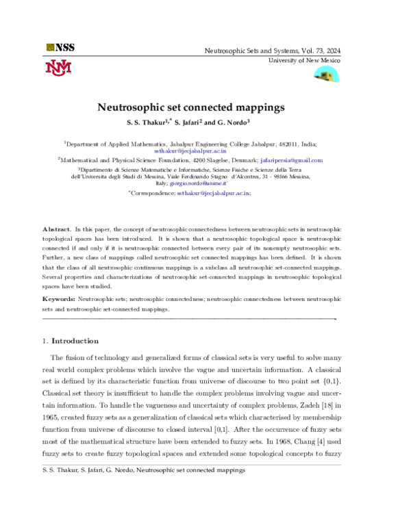 (PDF) Neutrosophic set connected mappings