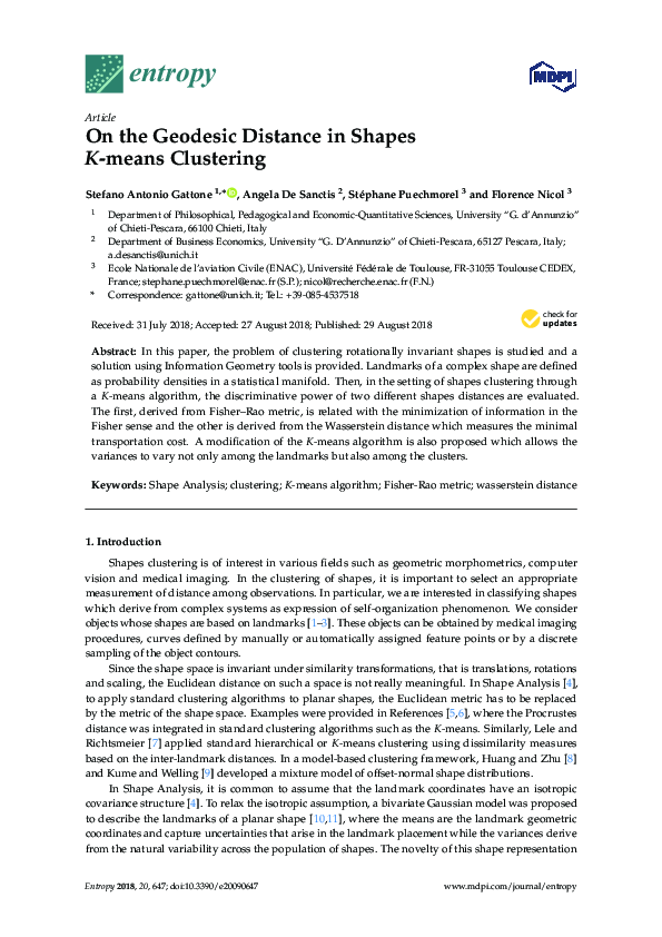 (PDF) On the Geodesic Distance in Shapes K-means Clustering