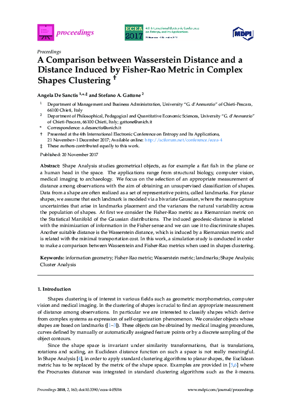 (PDF) A Comparison between Wasserstein Distance and a Distance Induced by Fisher-Rao Metric in ...