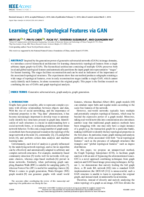 (PDF) Learning Graph Topological Features via GAN