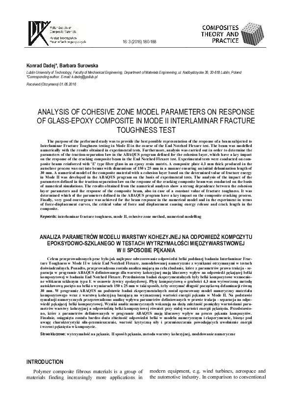 (PDF) Analysis of cohesive zone model parameters on response of glass-epoxy composite in mode II ...