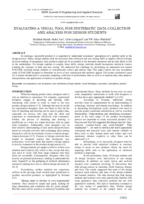 (PDF) Evaluating a Visual Tool for Systematic Data Collection and Analysis for Design Students ...