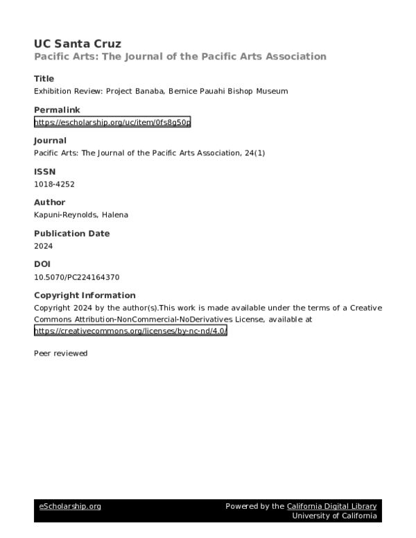 (PDF) Exhibition Review: Project Banaba, Bernice Pauahi Bishop Museum ...