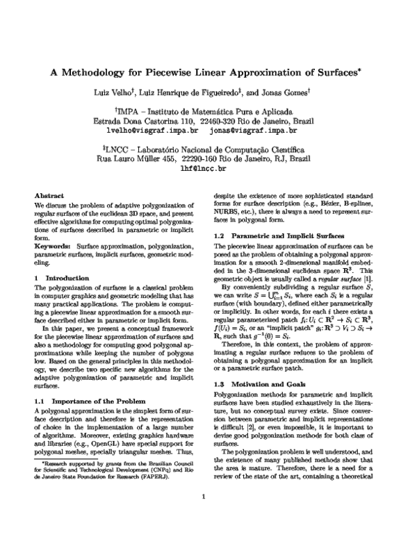 (PDF) A Methodology for Piecewise Linear Approximation of Surfaces