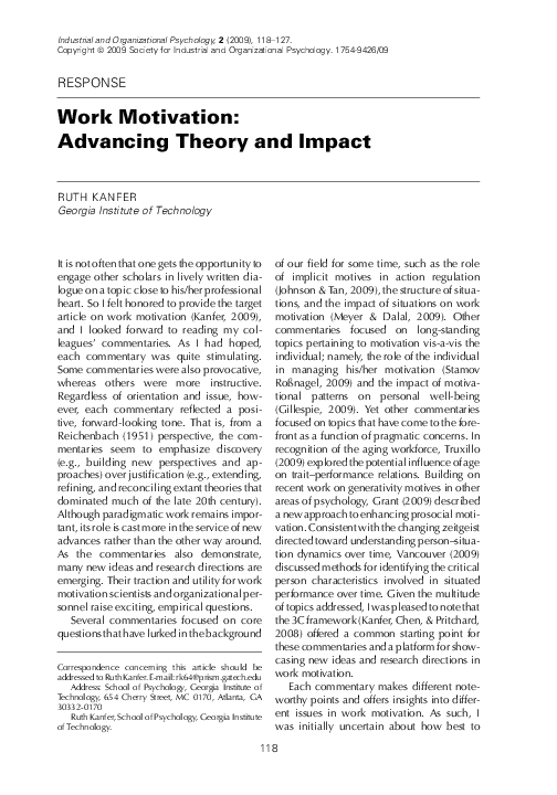 (PDF) Work Motivation: Advancing Theory and Impact | Ruth Kanfer ...