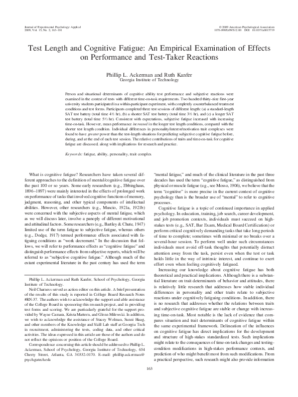 (PDF) Test length and cognitive fatigue: An empirical examination of ...