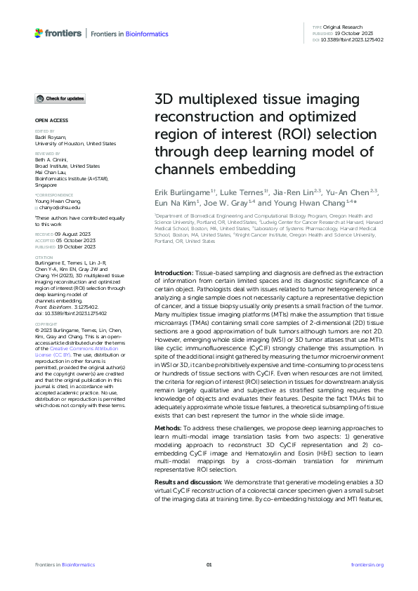 (PDF) 3D multiplexed tissue imaging reconstruction and optimized region ...