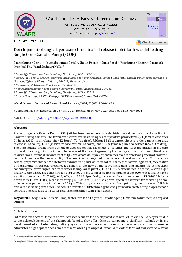 (PDF) Development of single layer osmotic controlled release tablet for ...