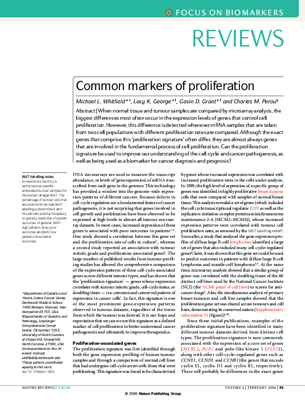 (PDF) Common markers of proliferation