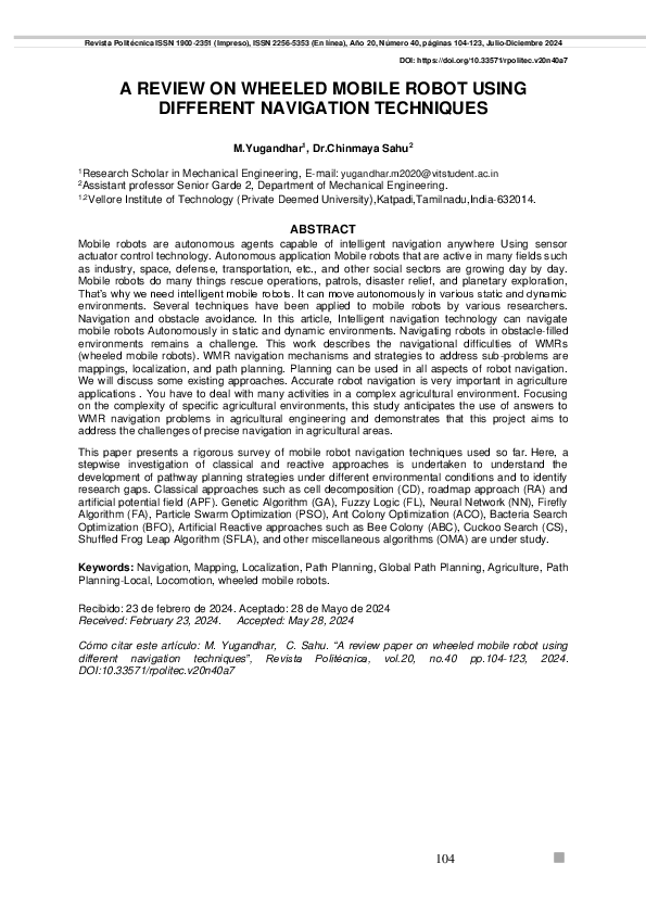Pdf A Review On Wheeled Mobile Robot Using Different Navigation Techniques