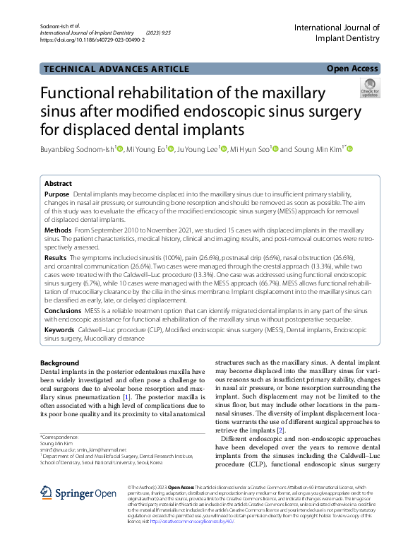(PDF) Functional rehabilitation of the maxillary sinus after modified ...