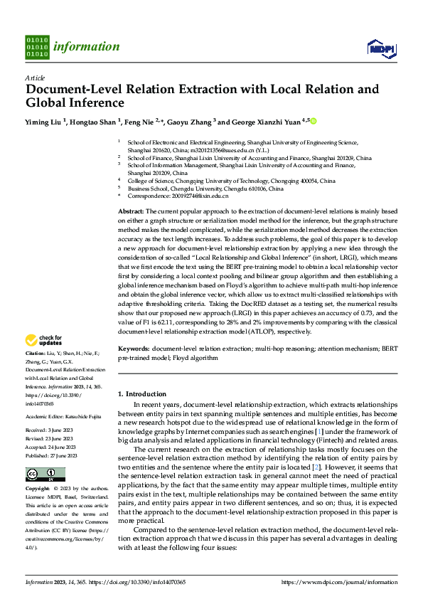 Pdf Document Level Relation Extraction With Local Relation And Global Inference