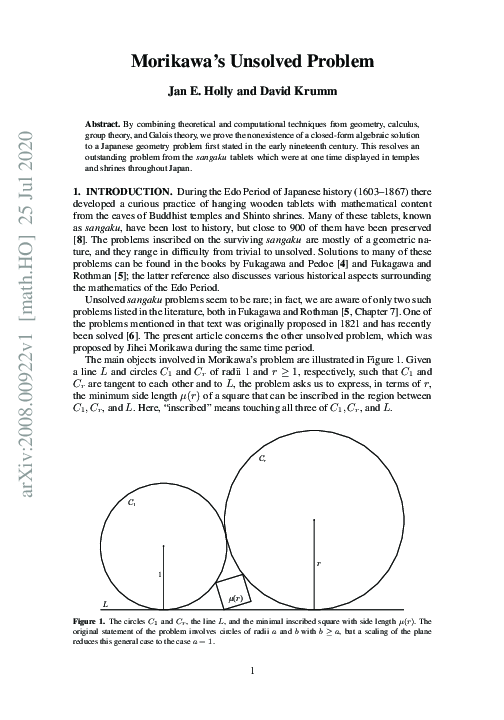 (PDF) Morikawa's Unsolved Problem