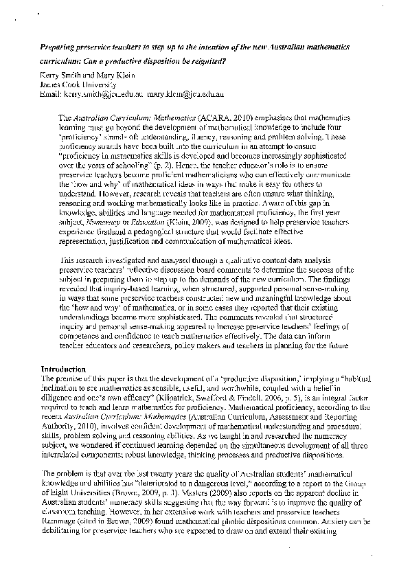 (PDF) Preparing preservice teachers to step up to the intention of the ...