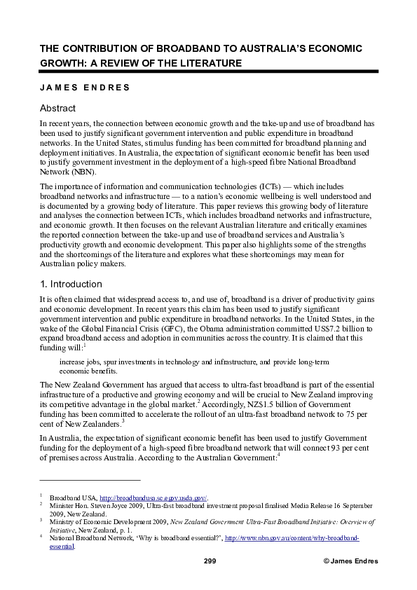 (PDF) The contribution of broadband to Australia's economic growth: a ...