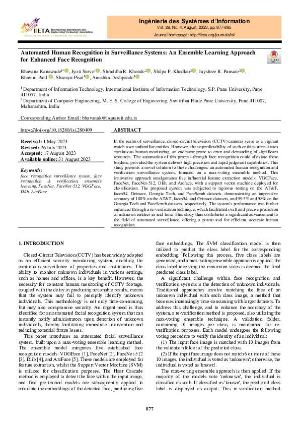 (PDF) Automated Human Recognition in Surveillance Systems: An Ensemble Learning Approach for ...