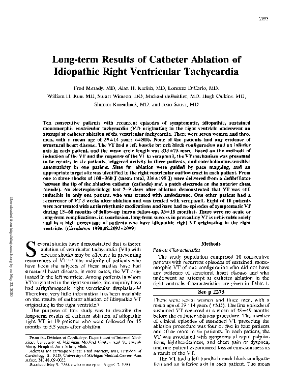 (PDF) Long-term results of catheter ablation of idiopathic right ...